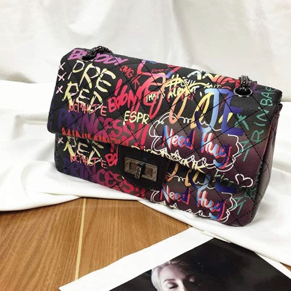 graffiti handbag | Bags | Graffiti Bag Crossbody Chain Pursehandbag ...